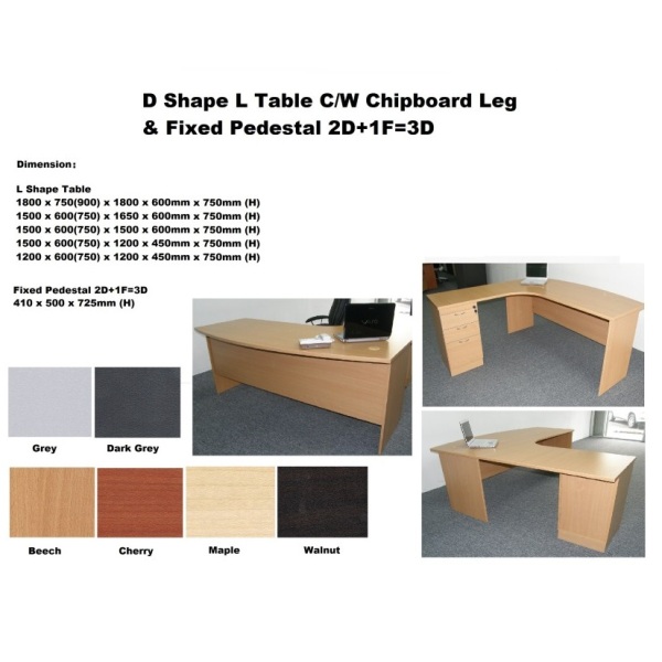 FOX ONE D Shape L Shape Table C/W Chipboard Leg | D Shape L Shape Table ...