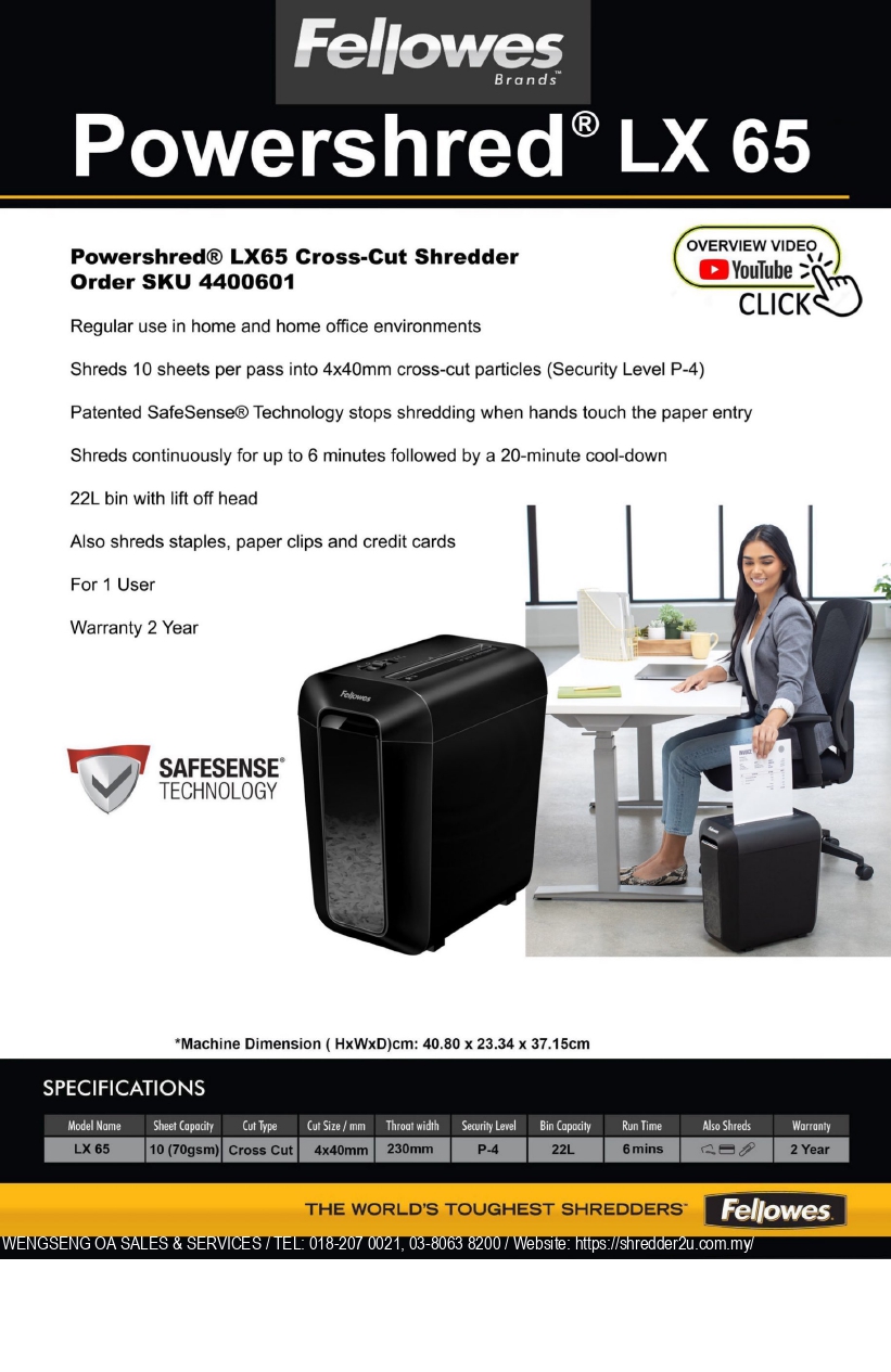 FELLOWES Shredder Machine LX65 Dealer Malaysia | FELLOWES Shredder ...