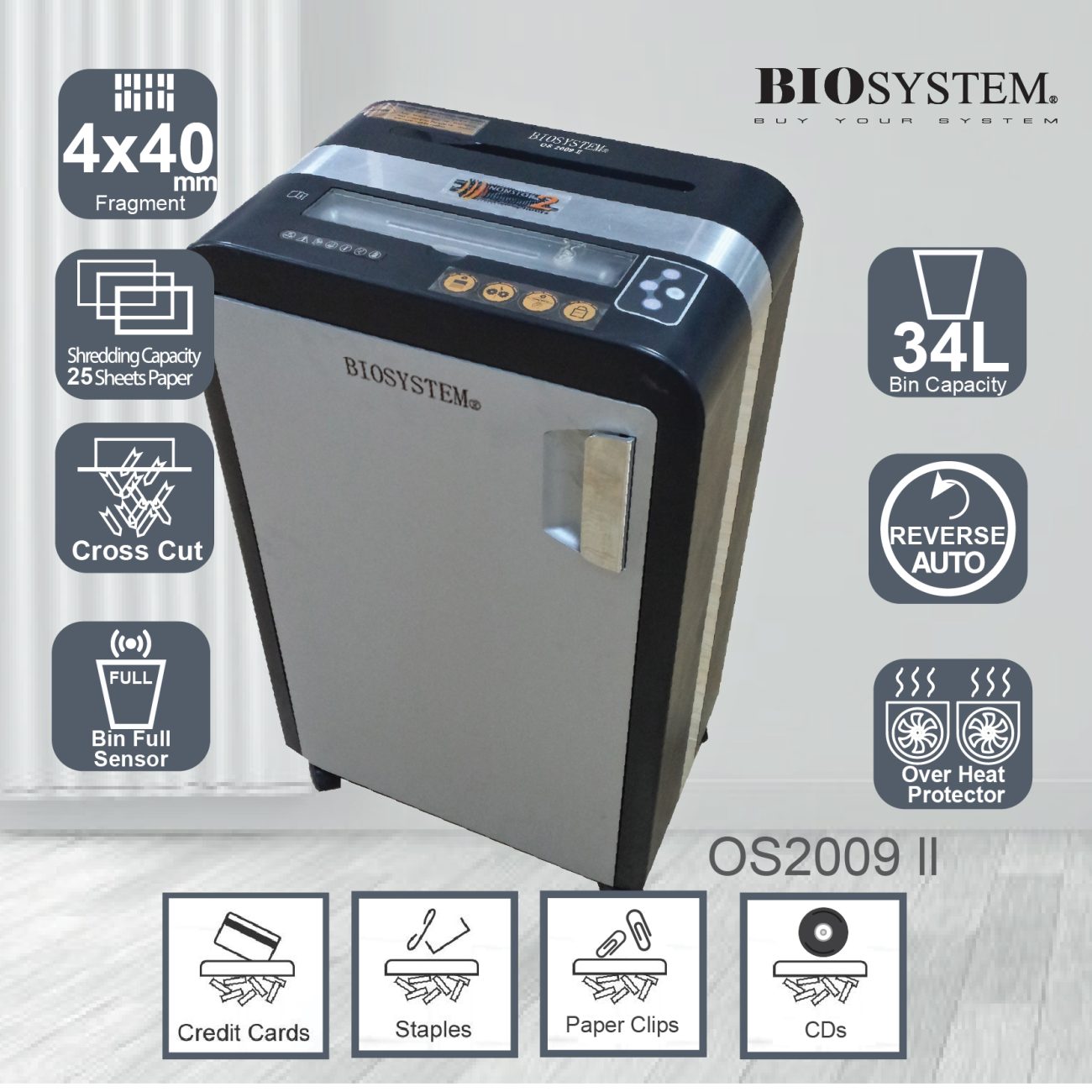 BIOSYSTEM Document Shredder Machine OS2009 II Supplier Malaysia ...