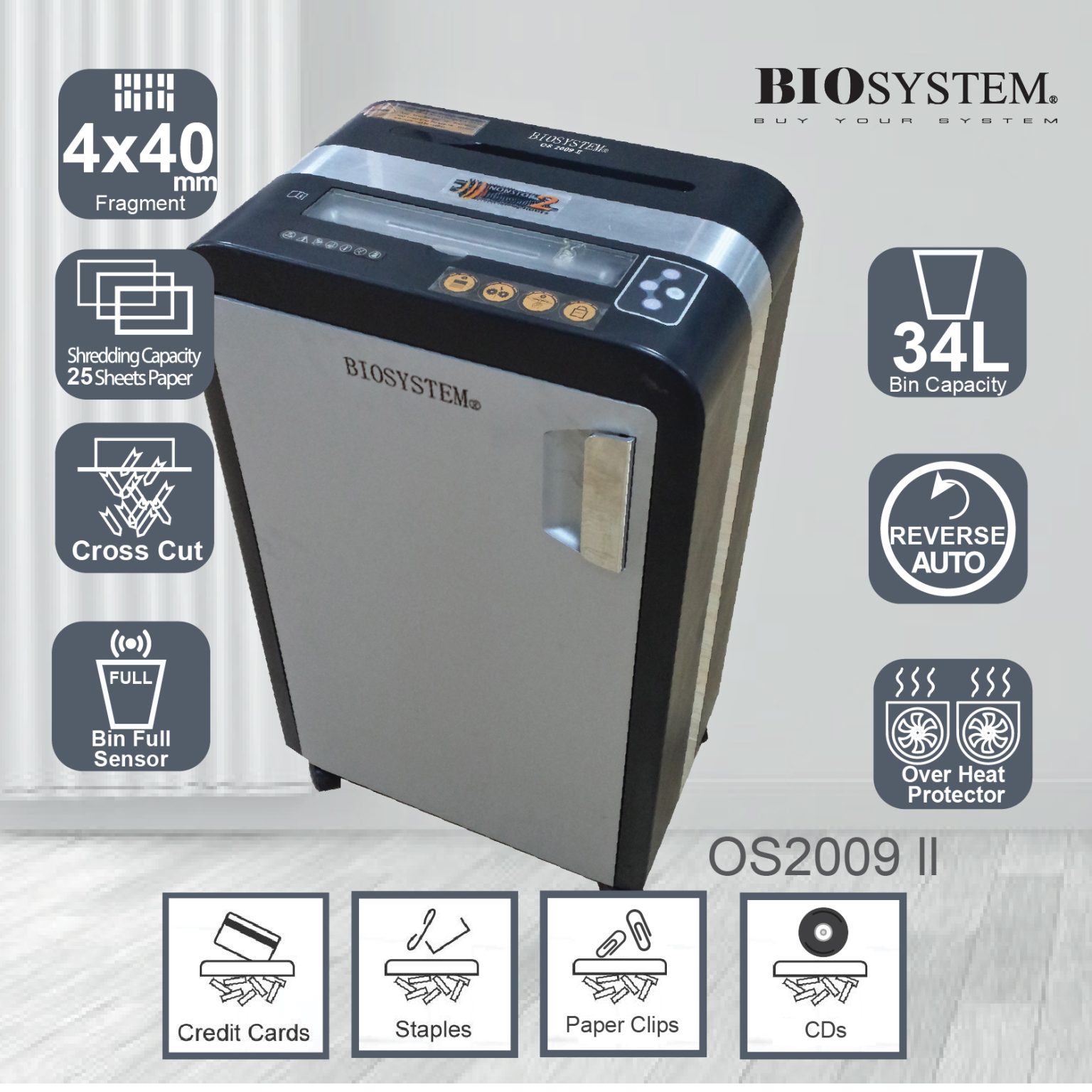 BIOSYSTEM Document Shredder Machine OS2009 II Supplier Malaysia ...