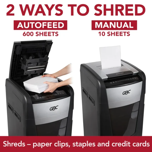 GBC Auto Feed Paper Shredder Machine ShredMaster 600M (Micro-Cut 2x15mm ...